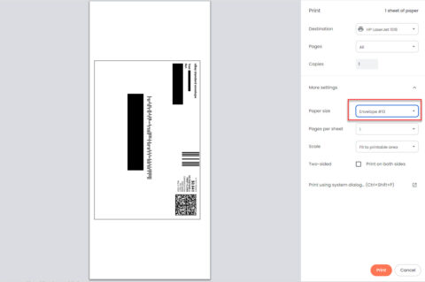 Print an eBay Standard Envelope Label Directly to a #10 Envelope